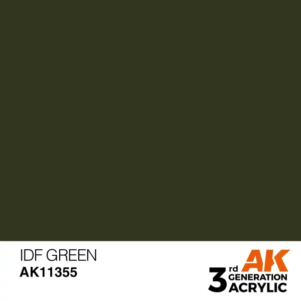 AK Interactive 11355, 17 ml. 3GEN IDF Green AFV maket boyası - Hobis